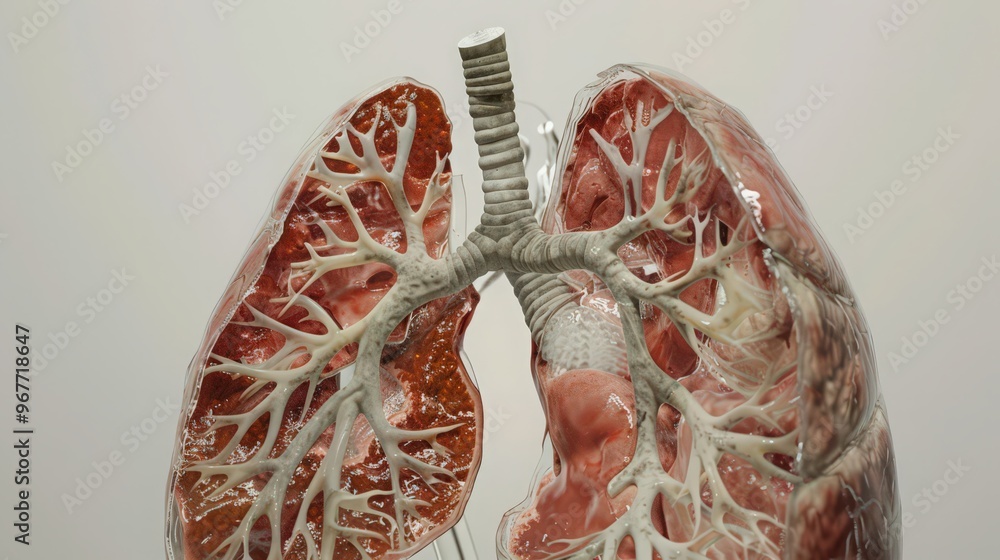 Cross-section of a lung affected by chronic obstructive pulmonary ...