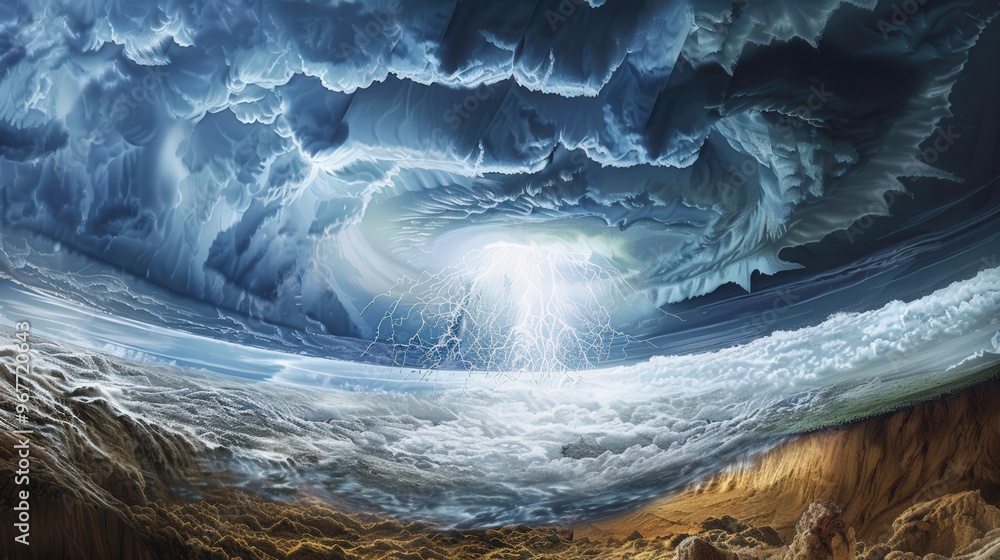 Cross-section of a thunderstorm cell, showing updrafts, downdrafts, and ...