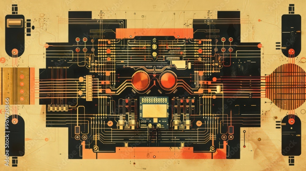 Cross-section of a transistor circuit, showing the NPN or PNP ...