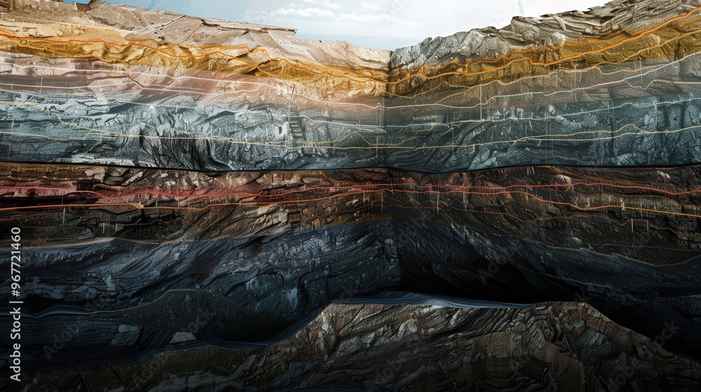 Cross-section of an oil reservoir, highlighting the layers of rock that ...