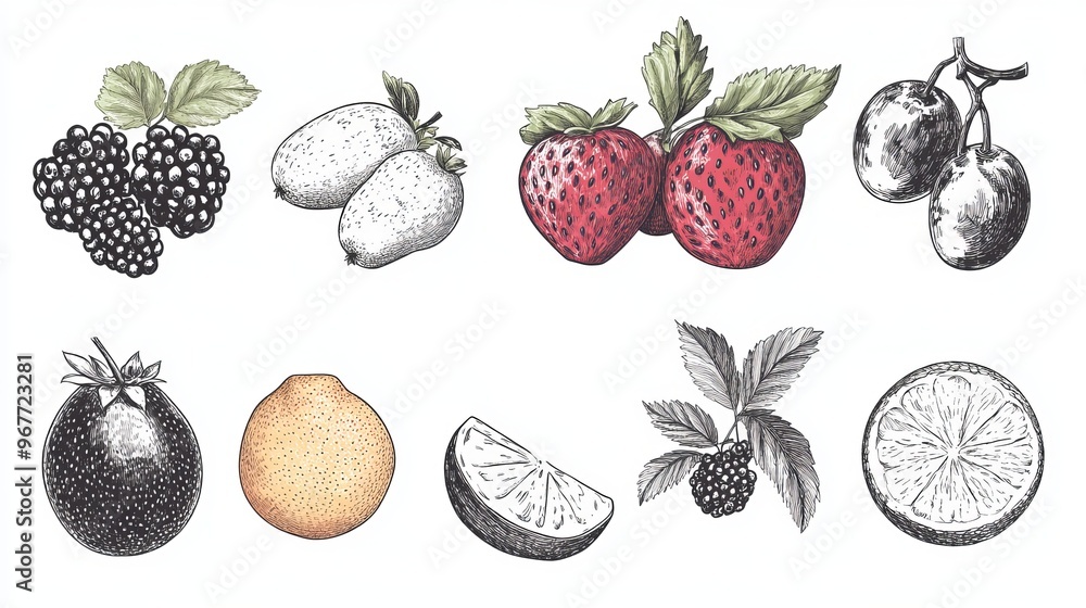This set includes drawings of fruits and berries that you can use for ...