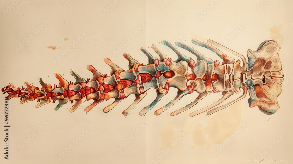 Cross-section of the spinal cord, including the vertebrae, spinal ...