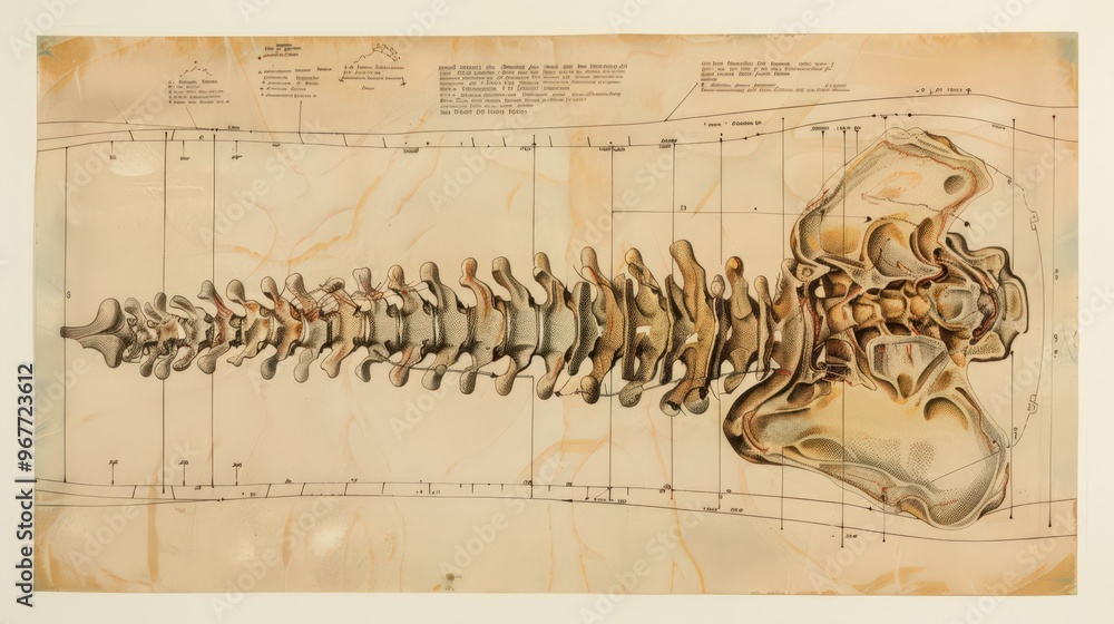 Cross-section of the spinal cord, including the vertebrae, spinal ...