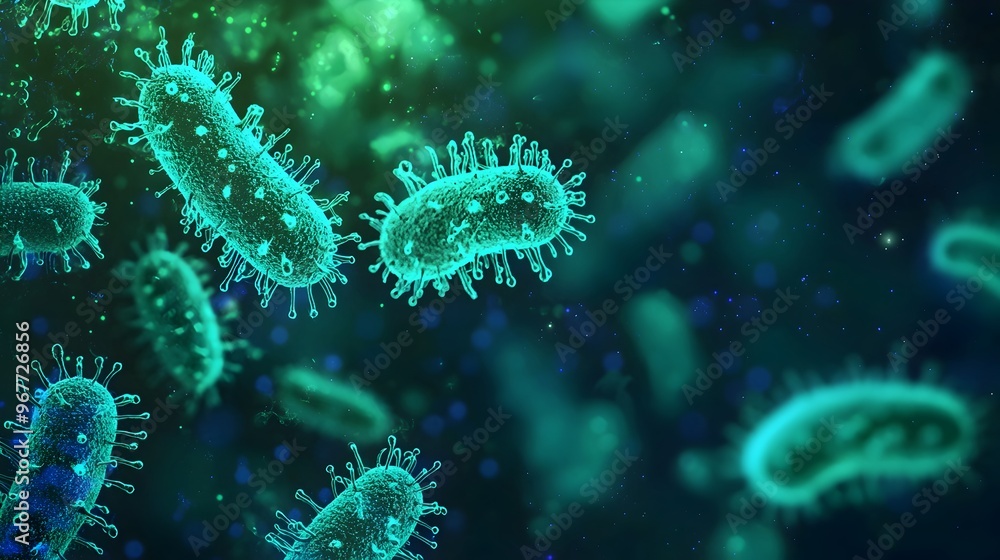 Microscopic View of Glowing Particles Highlighting Kitchen Countertop ...