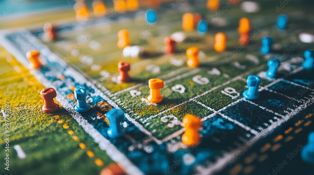 Top-Down View of Football Field with Magnetic Tactical Planning Board ...