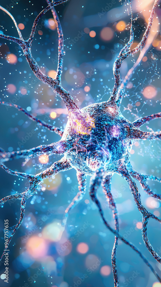 A detailed cross section of neuron showcases its intricate structure ...