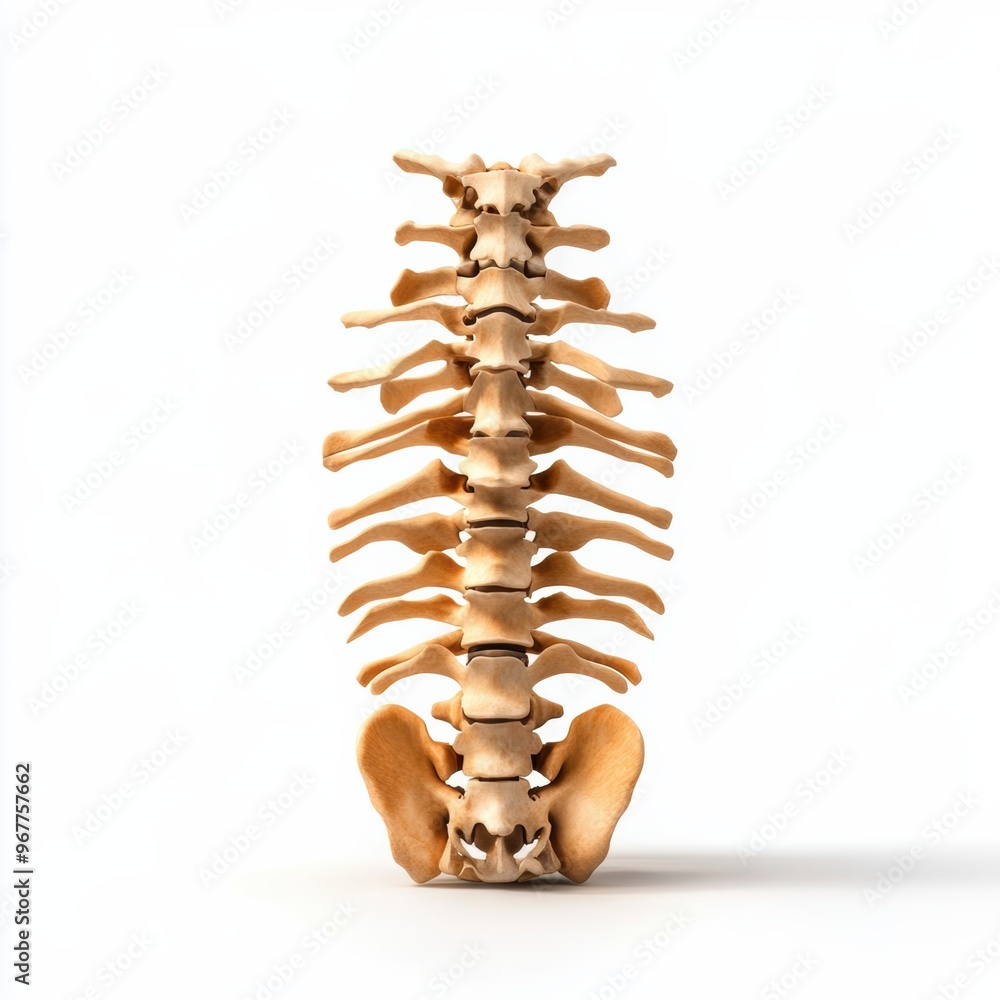 Anatomical model of a human spine showcasing vertebrae structure for ...