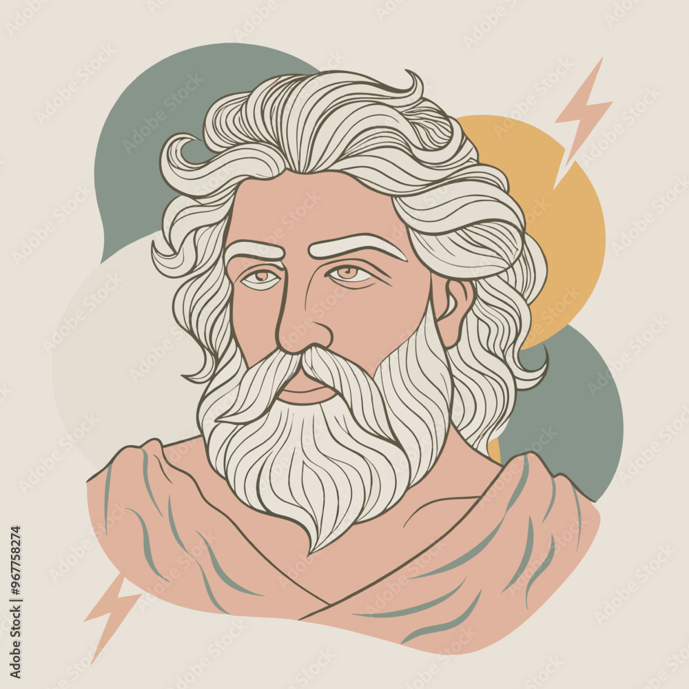 The Thunderer's Gaze: A portrait of Zeus, the Greek god of thunder ...