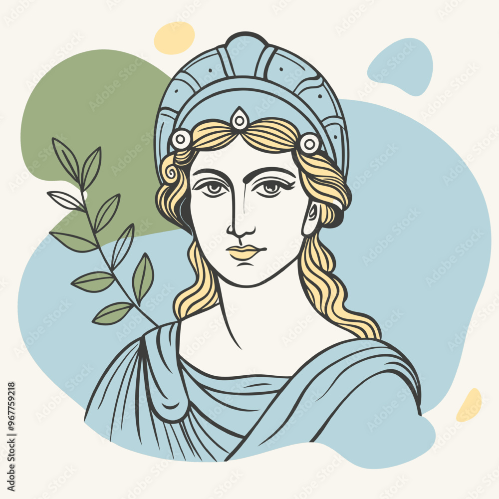 Athena, Goddess of Wisdom: A delicate line art portrait of the Greek ...