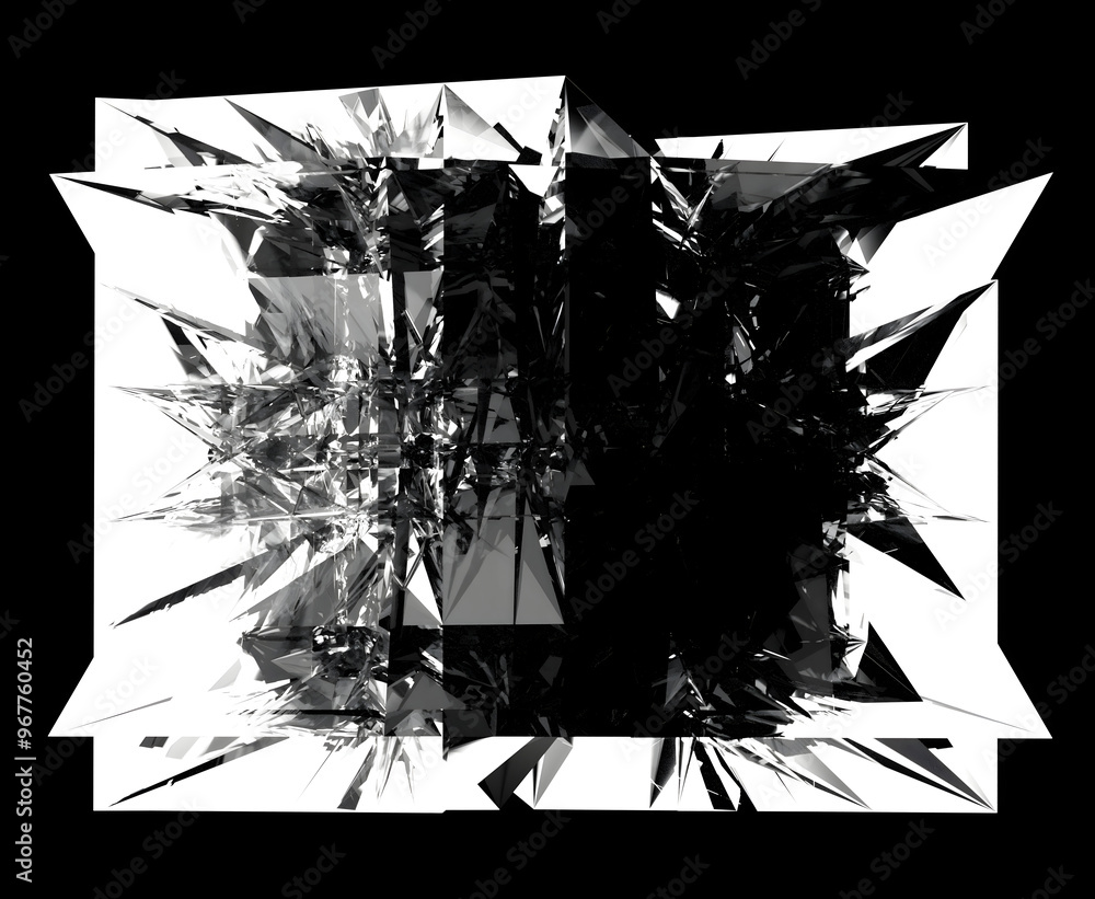 3d render of monochrome black and white with surreal diamond broken ...