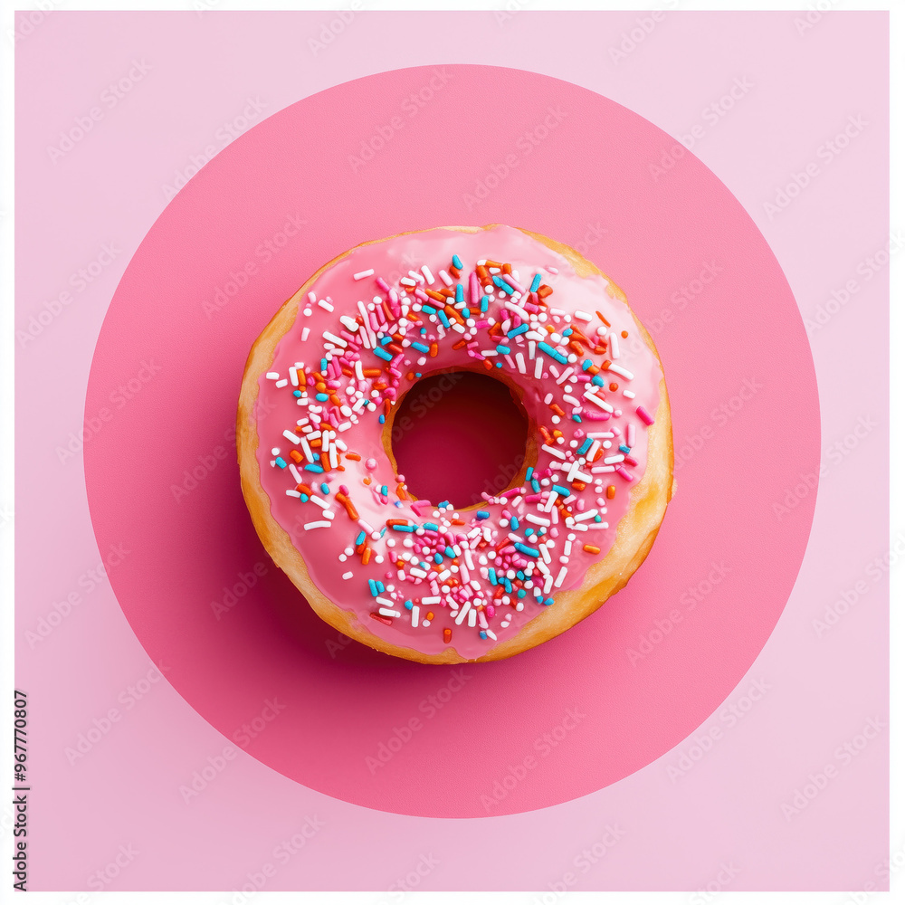 Circular statistical graphic donut chart, made of doughnut on color ...