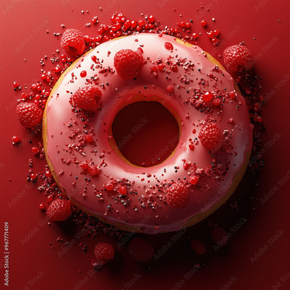 Circular statistical graphic donut chart, made of doughnut on color ...