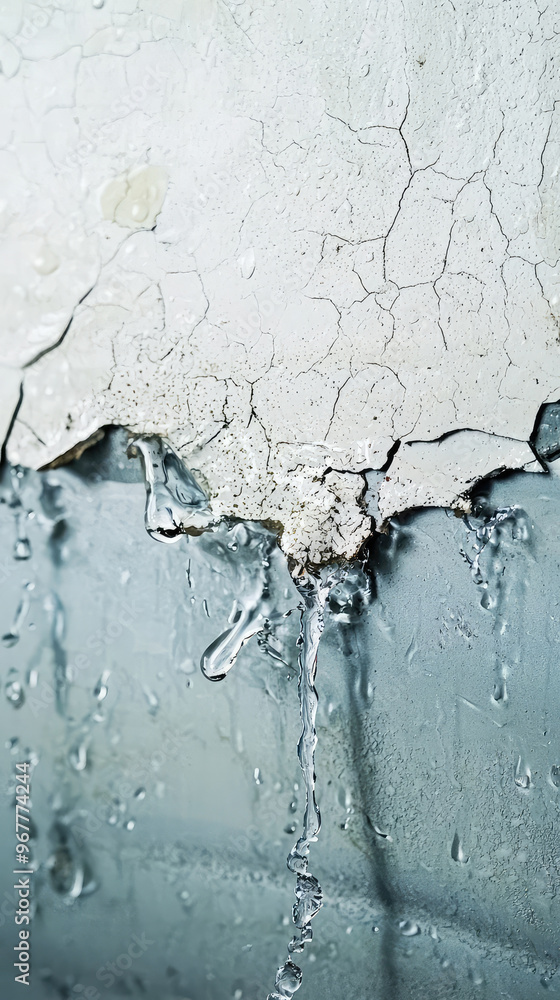 Water is leaking from cracked surface, creating visually striking ...
