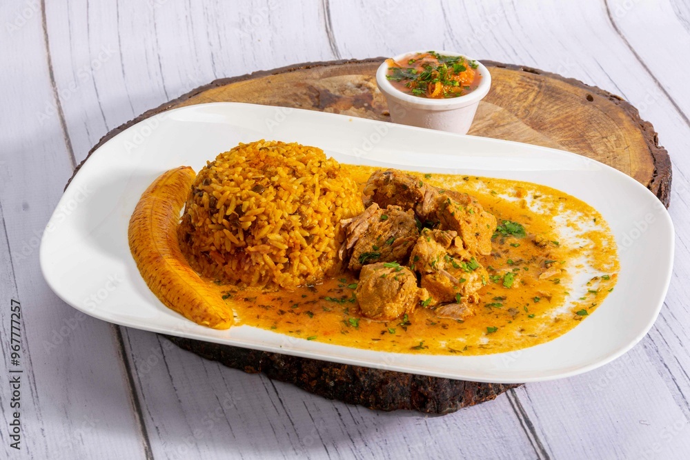 A mouthwatering dish of Seco de chivo chancho featuring a rich and ...