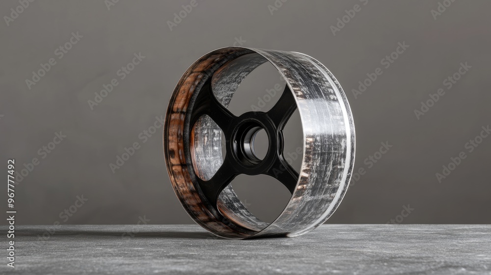 A spool of 35mm film partially unwound, representing the physical ...
