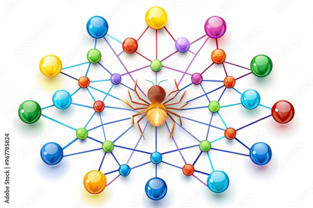 Colorful illustration of a spider diagram connecting multiple concepts ...