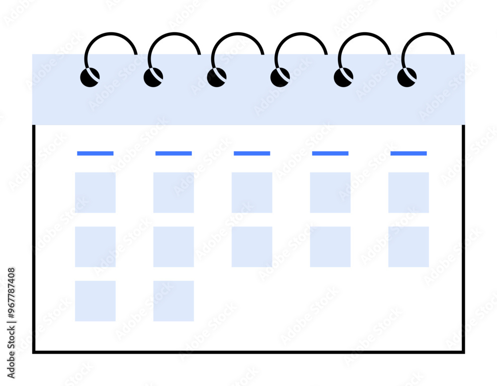 Spiral-bound calendar with minimalist design and blue accents. Ideal ...