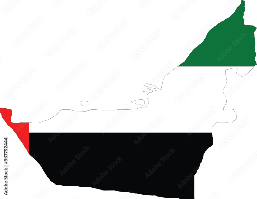 United Arab Emirates Flag in Map, United Arab Emirates Map with Flag ...