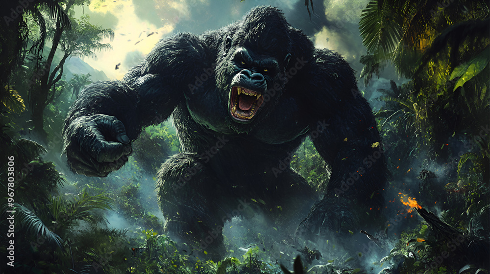 king kong rampage style a king kong gorilla goes on a rampage in the ...