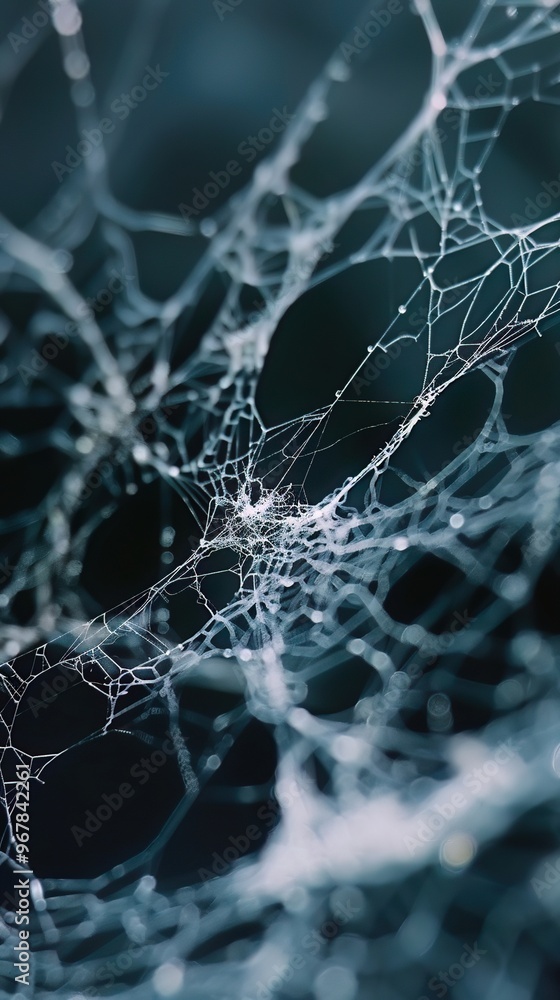 Magnification of a spider web, showing its strength and complexity ...