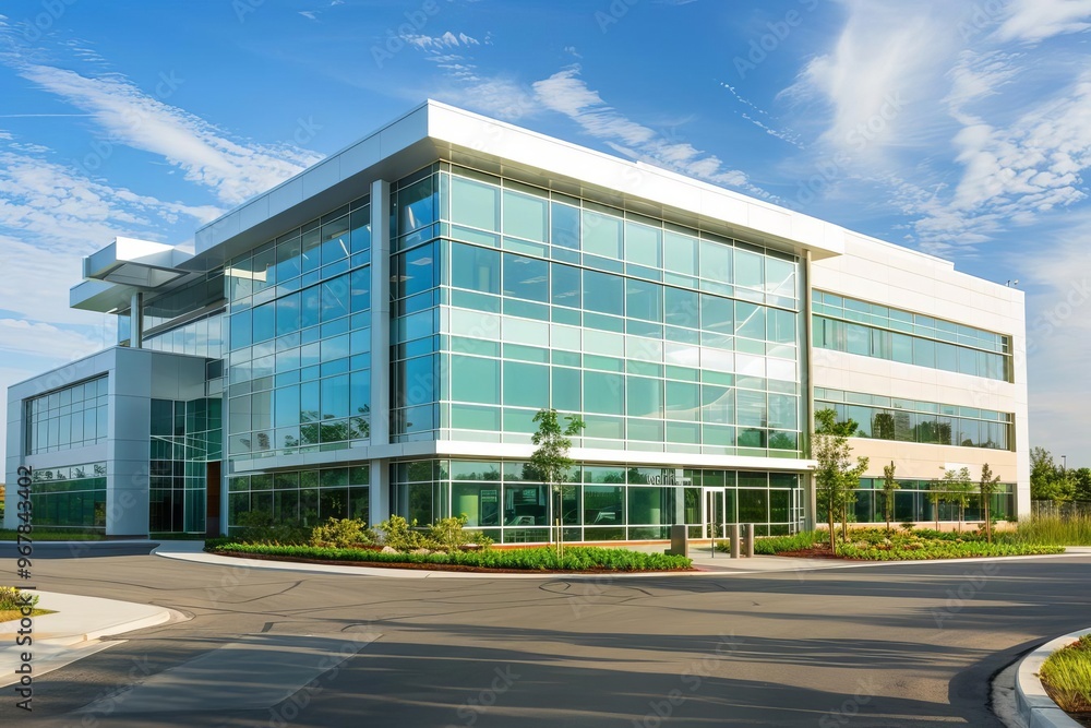 Modern medical building exterior, representing corporate healthcare ...