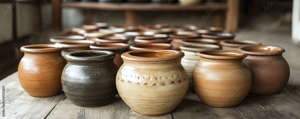 Traditional Korean earthenware pots onggi used for fermenting, Korean ...