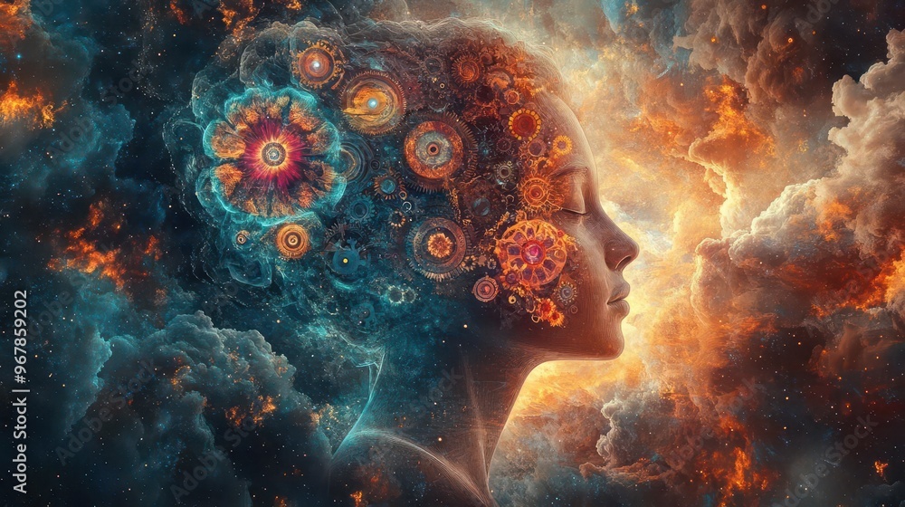 Chakras visualized as gears in the mind, each turning in harmony to ...