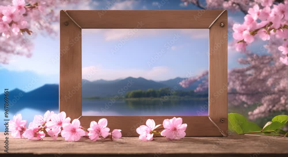 Spring Announcement Video Background Concept Empty Wooden sign ...