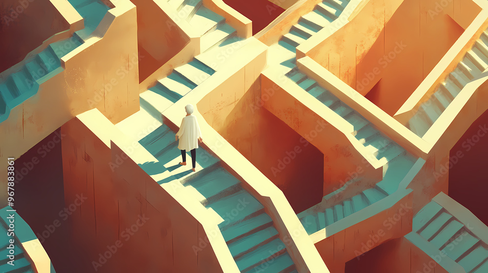 Grandma in labirynt - navigating impossible stairs and structures, in a ...