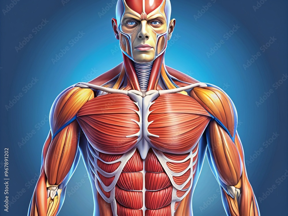 pectoralis major anatomy detailed illustration human muscle system ...
