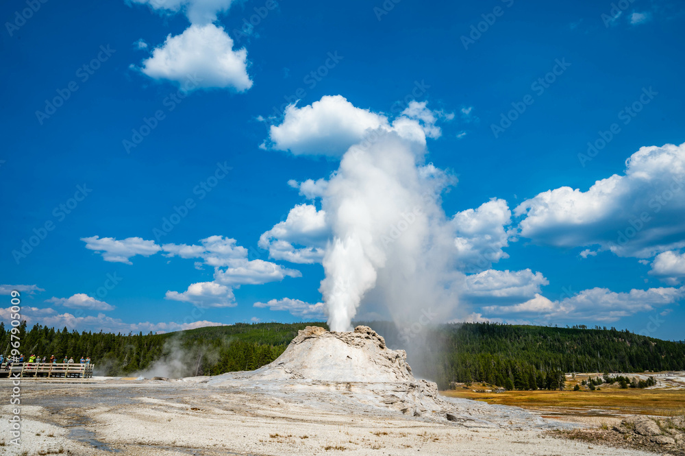 Yellowstone National Park's Cascade Geyser eruption while hiking during ...