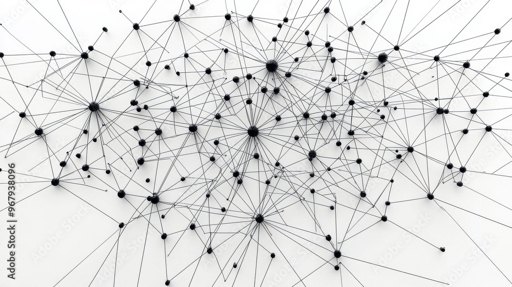 A complex web of lines and nodes connecting various groups of ...