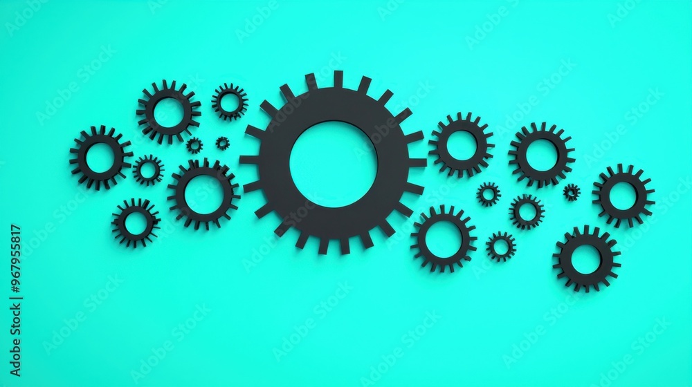 A large cog with smaller cogs surrounding it, each cog labeled with a ...