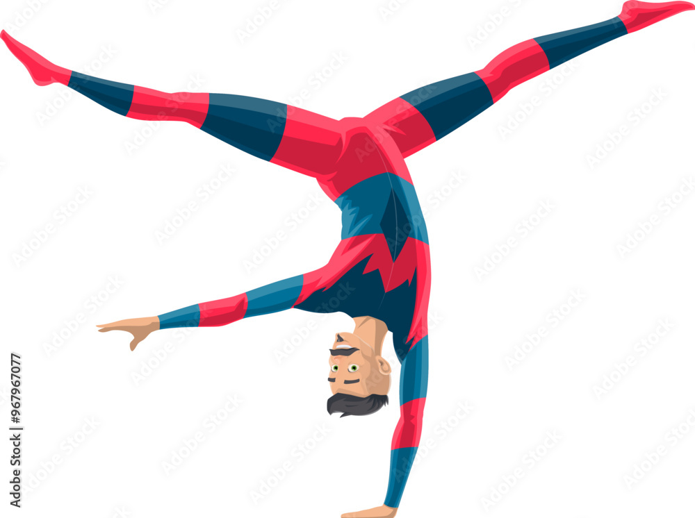 Circus gymnast character or acrobat man on funfair carnival, cartoon ...