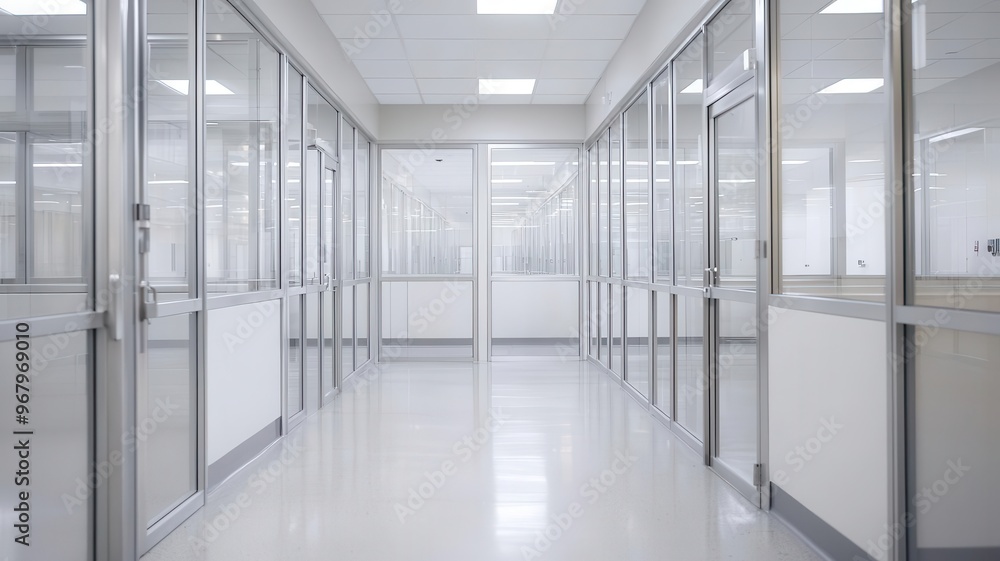 Prison visitation area with glass partitions separating inmates and ...