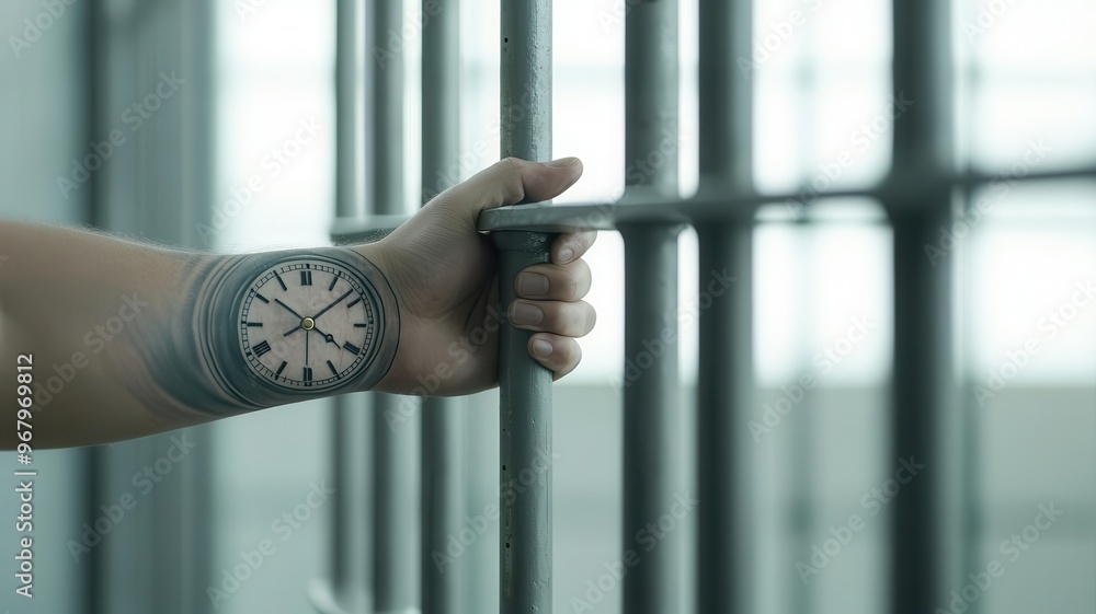 Prisoner with a tattoo of a clock, symbolizing time served, Prison ...