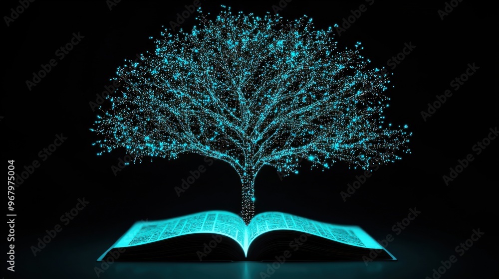A tree with digital branches, where each leaf represents a specific ...