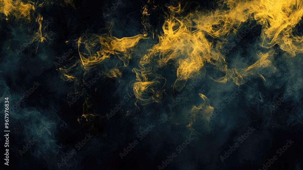 black and yellow fire, smoke background , intro scene, urban fantasy ...