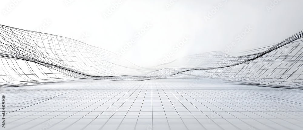 Futuristic 3d Wireframe Structure Of A Website Layout Showcasing A Digital Design Concept For