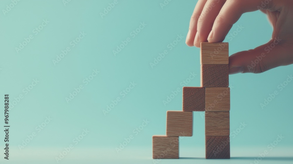 Building Blocks of Success: A series of blocks being carefully stacked ...