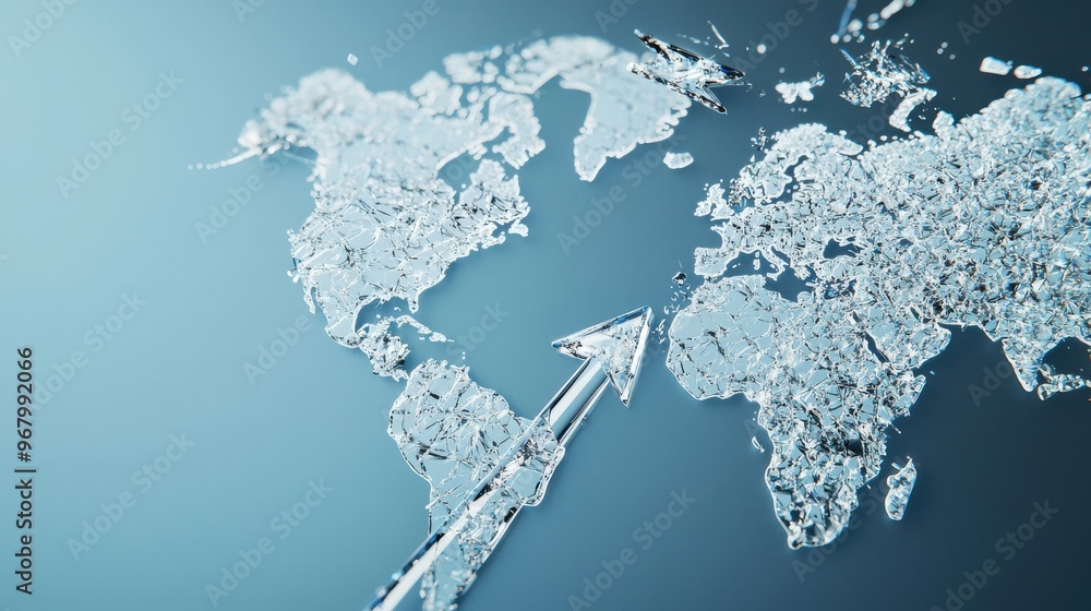 Cracked Global Map with Broken Arrows: A world map made of fragile ...