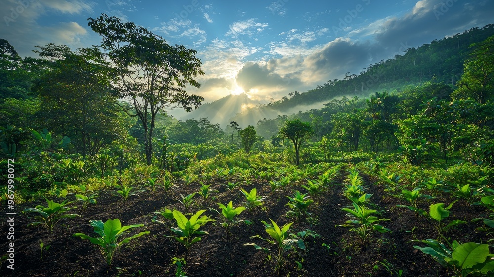 Restoration of a Lush Forest, vibrant greenery thriving in a ...