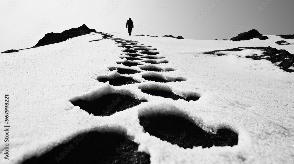 Evolving Footprints: A trail of footsteps leading forward, starting ...