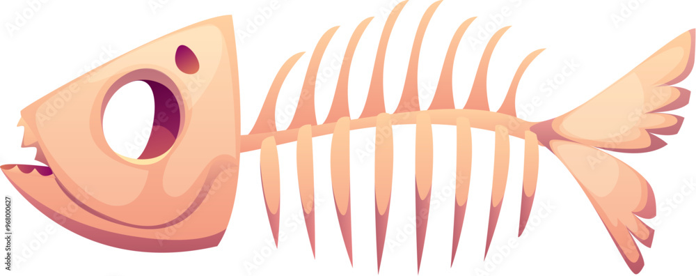 Vetor de Cartoon fish bone, featuring the rib cage, spine, and head ...
