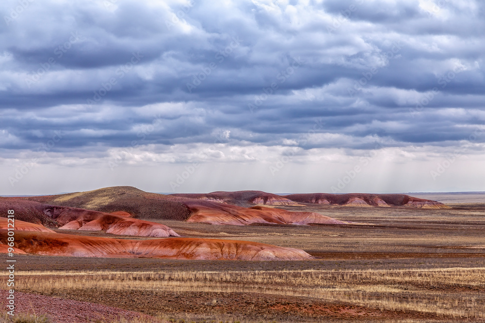 Akzhar Ulytau chalk mountains in the desert of Kazakhstan. Rare sandy ...