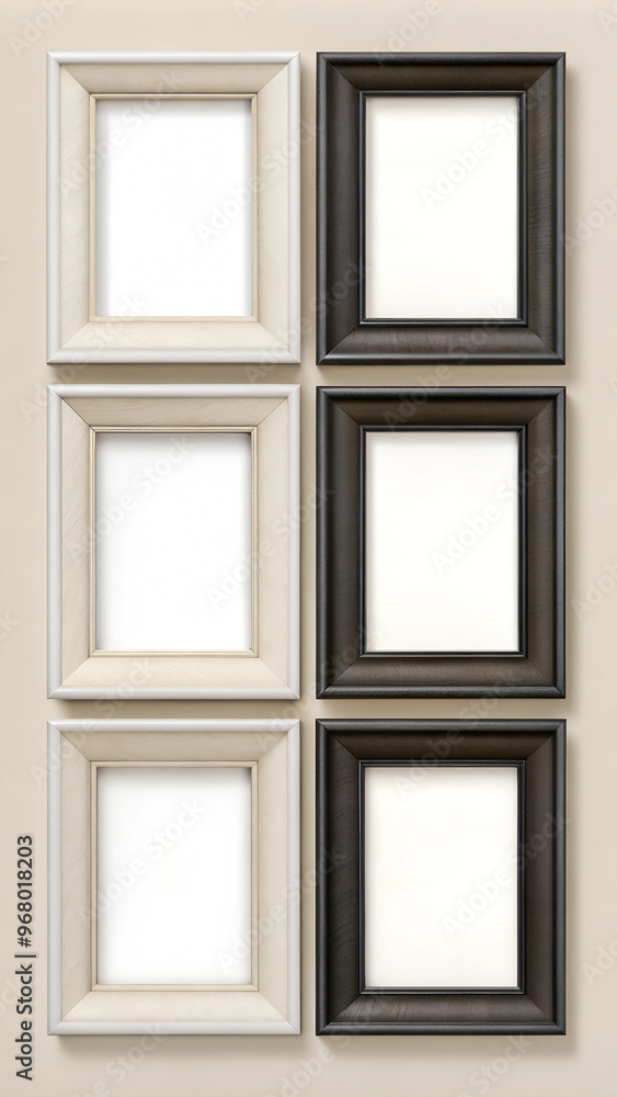 4 Rectangle photo frames in black & white color & a simple layout. Used ...