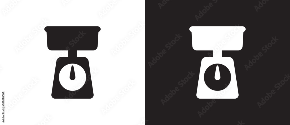 Flat weighing icon. Weight scale icon. Healthy scale food tools ...