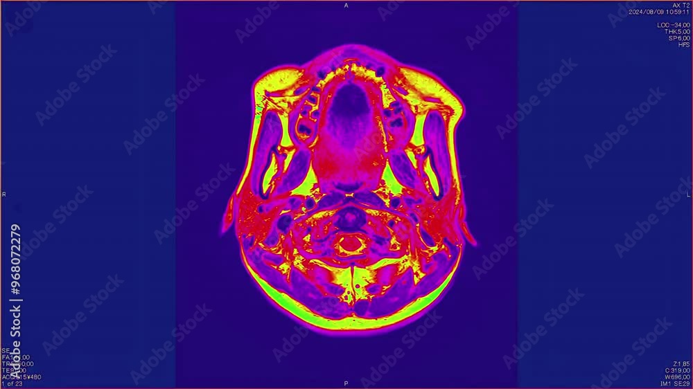 Magnetic resonance images of the head, MRI of the brain, of a patient ...