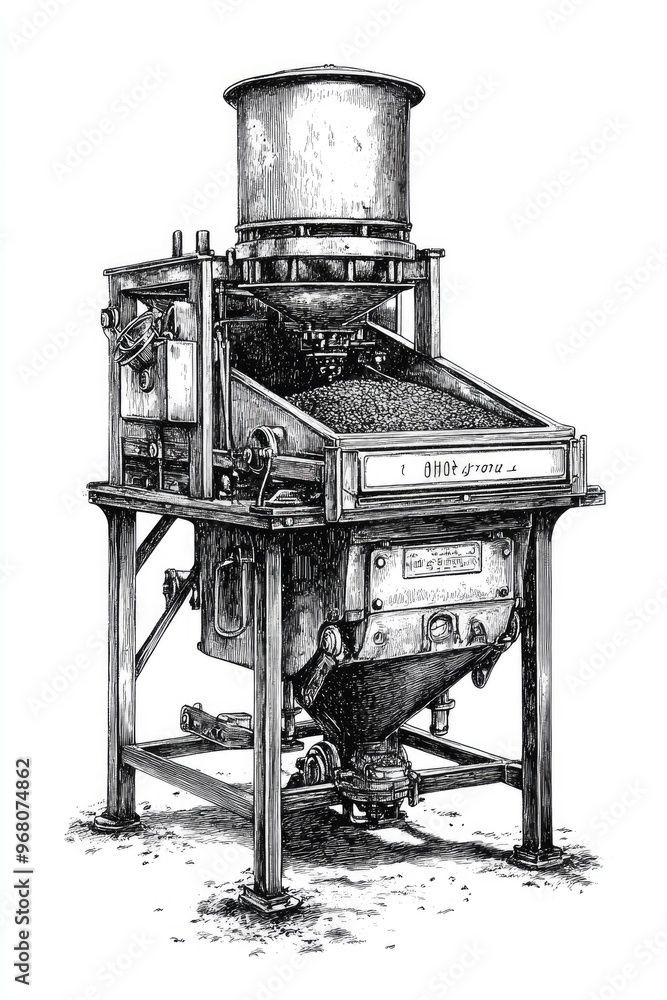 Line art illustration of a mixing machine ideal for blending and ...