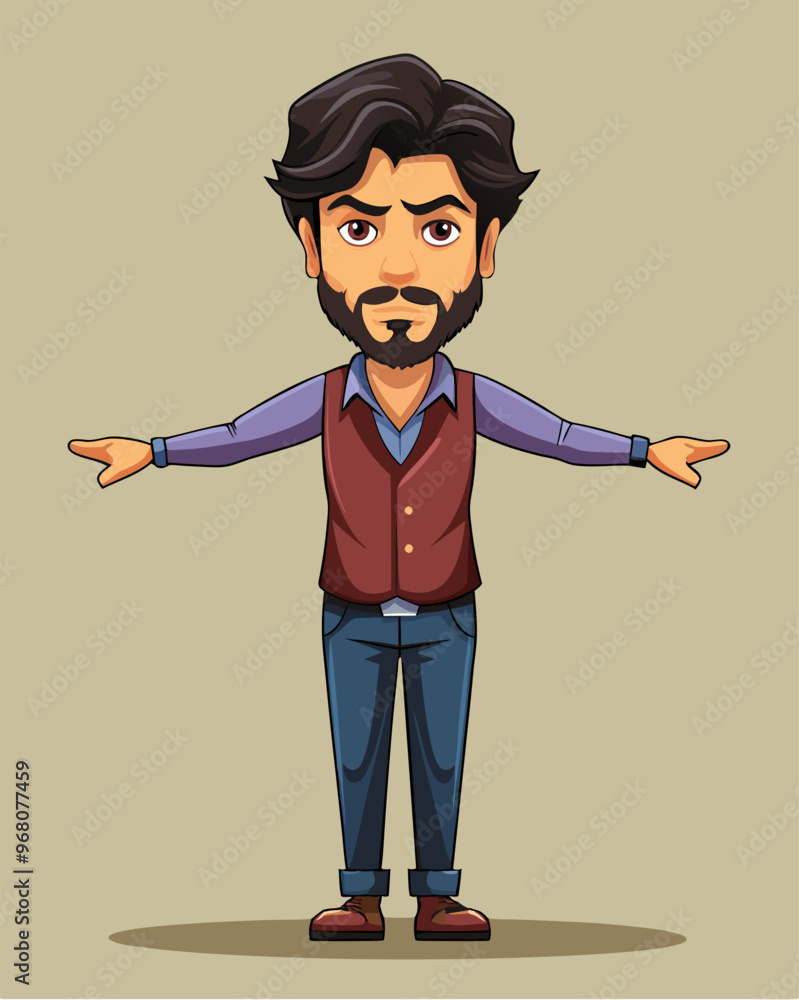 Businessman T-Pose 2D Cartoon Character Front Pose Stock Vector | Adobe ...